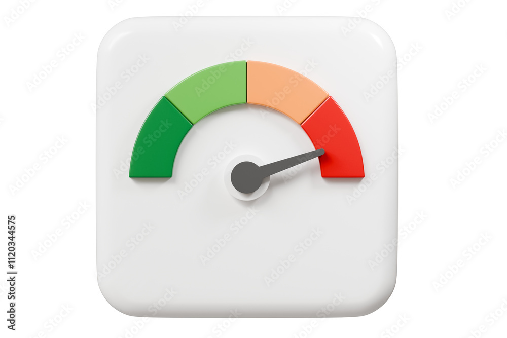 3d Speedometer icon. Minimal Status Speedometer with arrow scale gauge ...