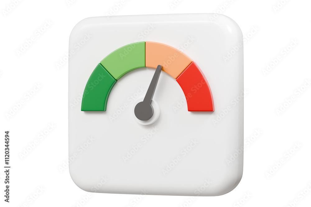 3d Speedometer icon. Minimal Status Speedometer with arrow scale gauge ...