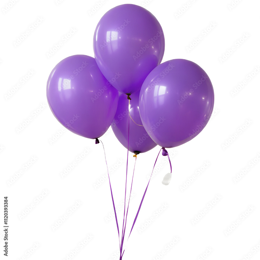 Three Purple Balloons for Celebration isolated on transparent ...
