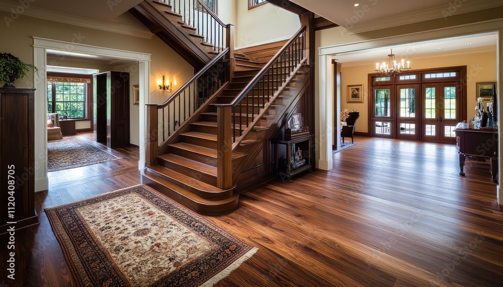 Home interior with stairs and a spacious entry area, designed to feel ...