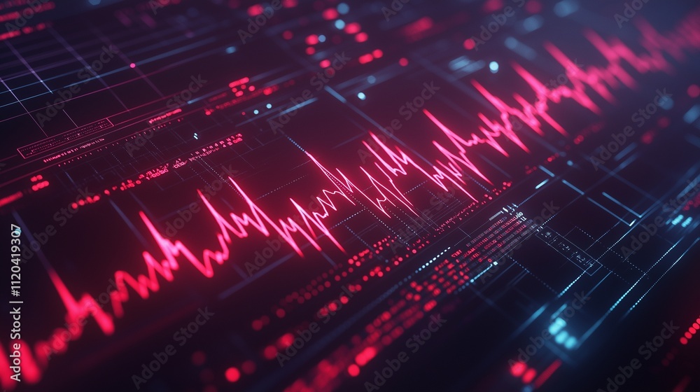 visual of an EKG monitor showing an abnormal heartbeat rhythm, with the ...
