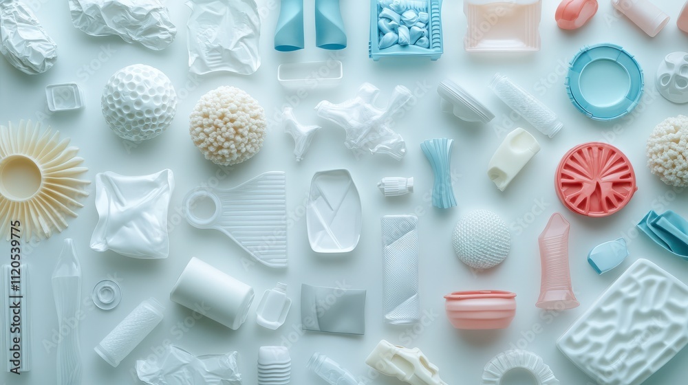 Seamless photo of plastic objects in order. Stock Illustration | Adobe ...