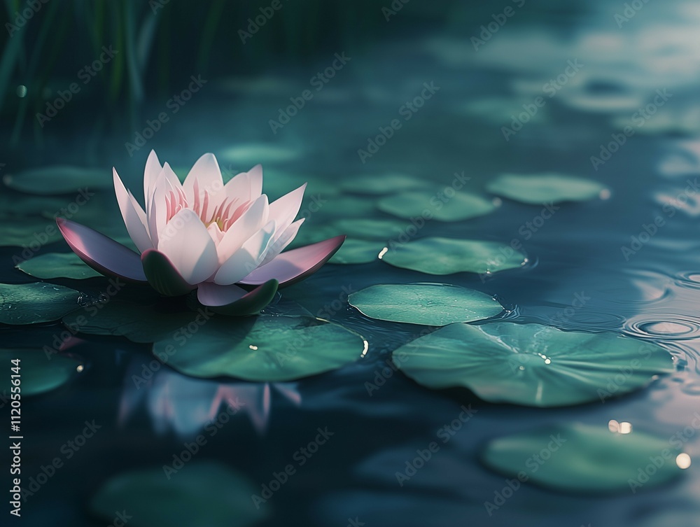 Realistic photo of a lotus flower in full bloom, captured with an ...