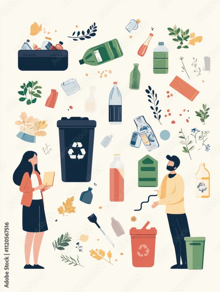 Waste disposal and reuse abstract concept vector illustration set ...