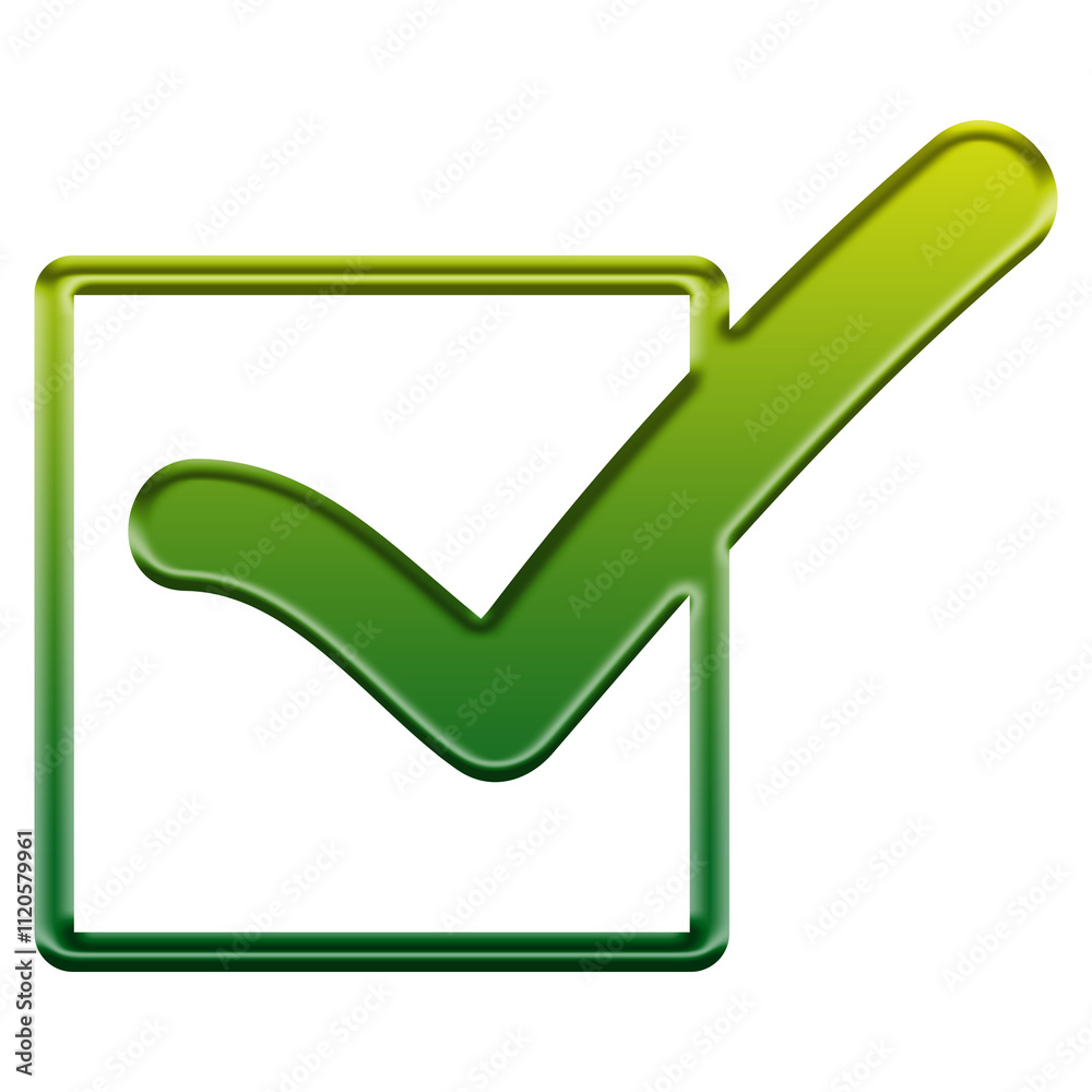 3d Green check mark icon. Tick symbol, validation, on transparent ...