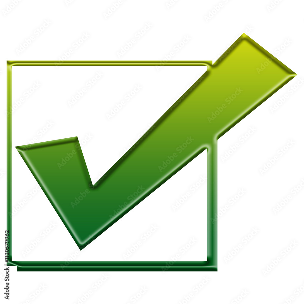 3d Green check mark icon. Tick symbol, validation, on transparent ...