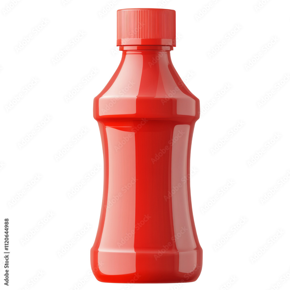 a brightly colored red plastic ketchup bottle with a squeezable design ...