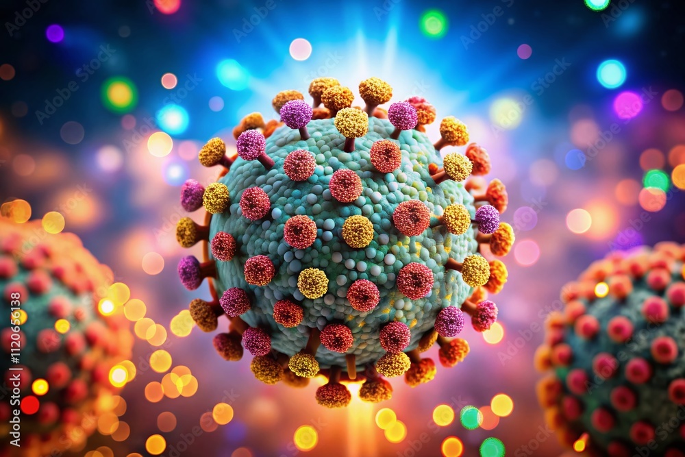 Artistic depiction of Human Papillomavirus (HPV) featuring bokeh ...