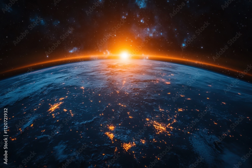 Earth from Space Satellite View Night Lighting Africa Middle East Asia ...
