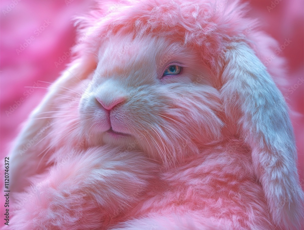 Cute Portrait of a Young Asian Woman in a Fluffy Pink Bunny Costume ...