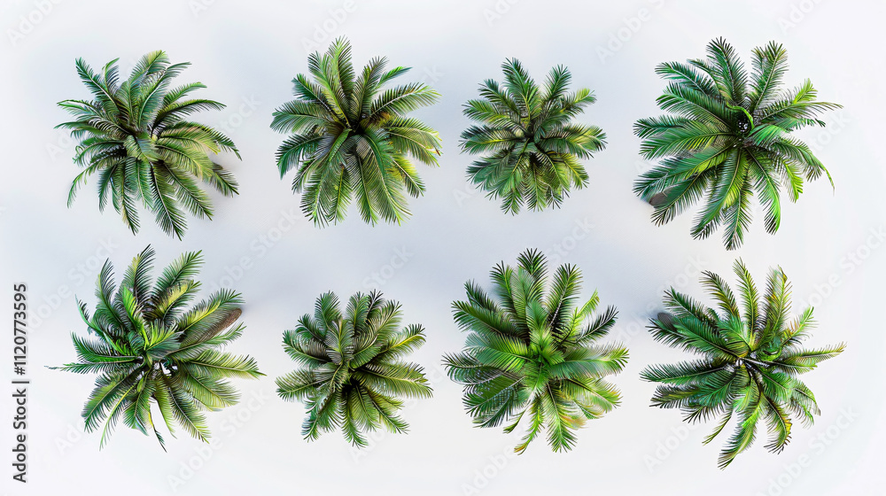 Jungle Date Palm Trees: 3D rendering from top and plan views for ...