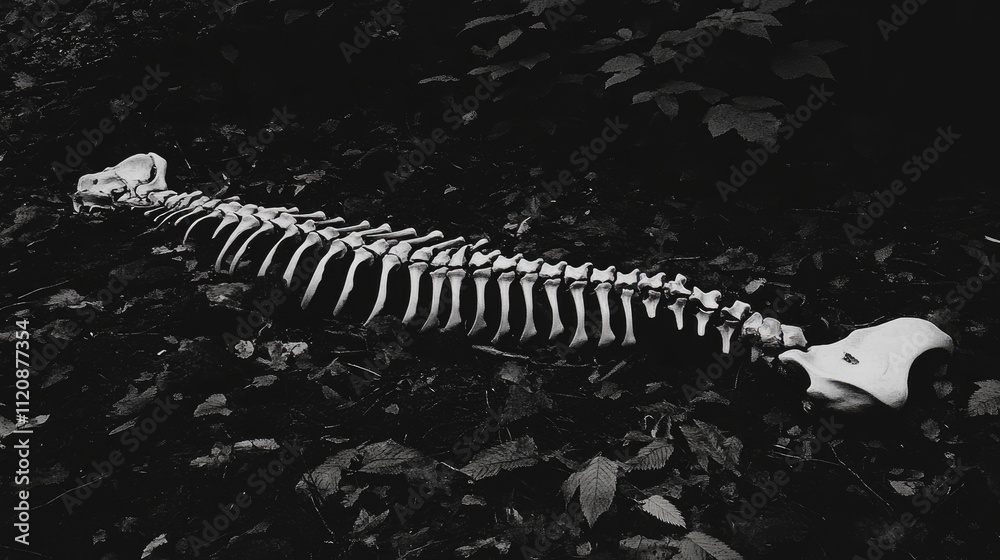 Animal bone vertebrae in natural environment showcasing skeletal ...