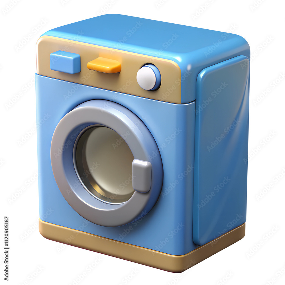 washing machine 3d icon in cartoon plastic style minimal isolated on ...