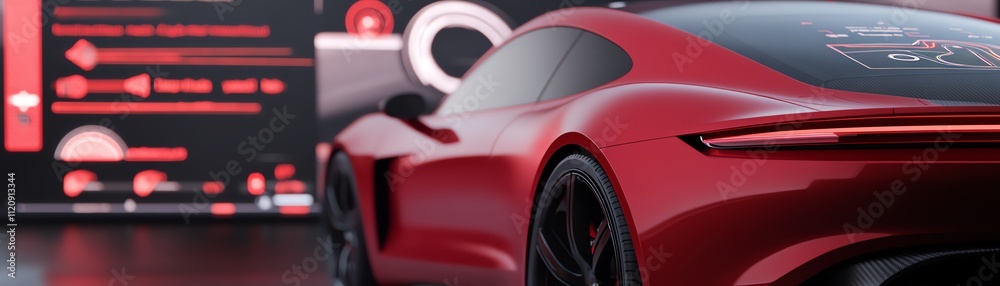 Racing Car GPS System A highspeed sports car with a dynamic GPS display ...