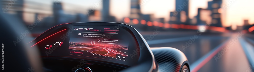 Racing Car GPS System A highspeed sports car with a dynamic GPS display ...