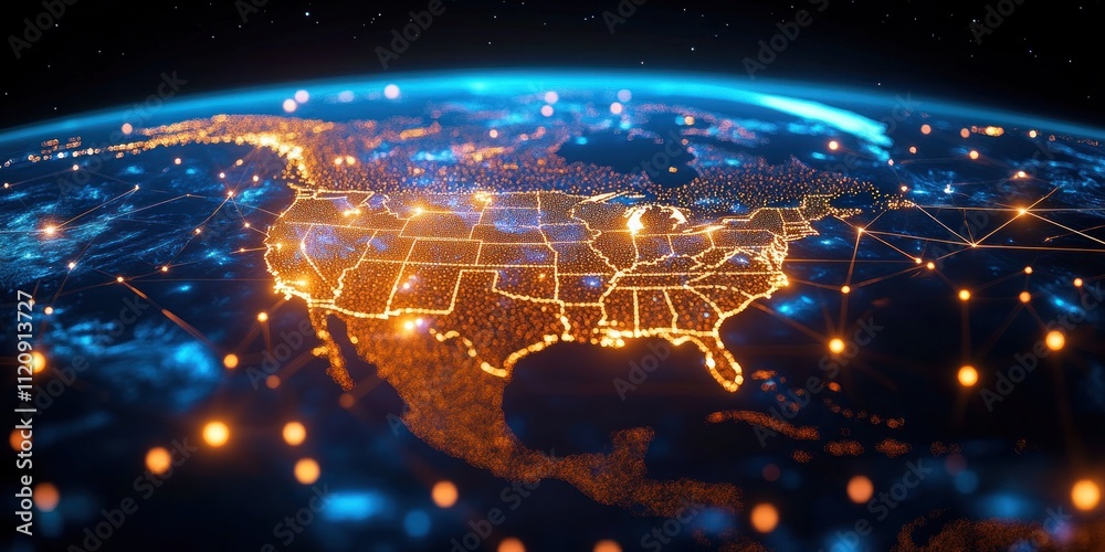 Hyper-realistic Digital Map of North America Nighttime Connectivity and ...