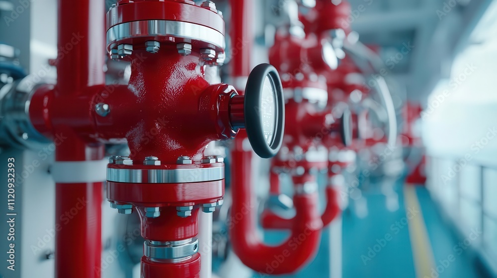 Detailed view of the ship s fire suppression system, equipped with ...