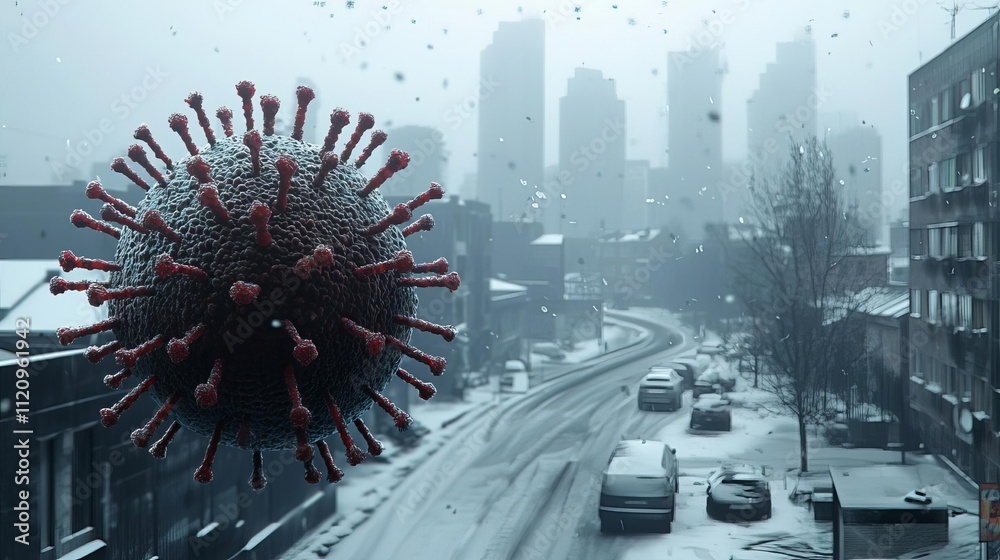 Air Pollution Toxic Gases PM2.5 Abstract representation of microscopic PM25 particles floating ...