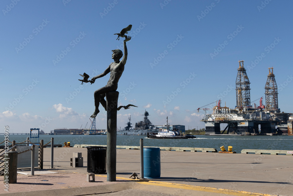 Galveston, Texas, United States - Dec 7, 2024: A view of a pier with ...