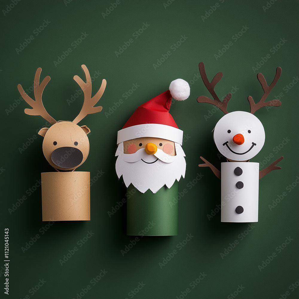 toilet paper roll craft concept featuring homemade Christmas Santa ...