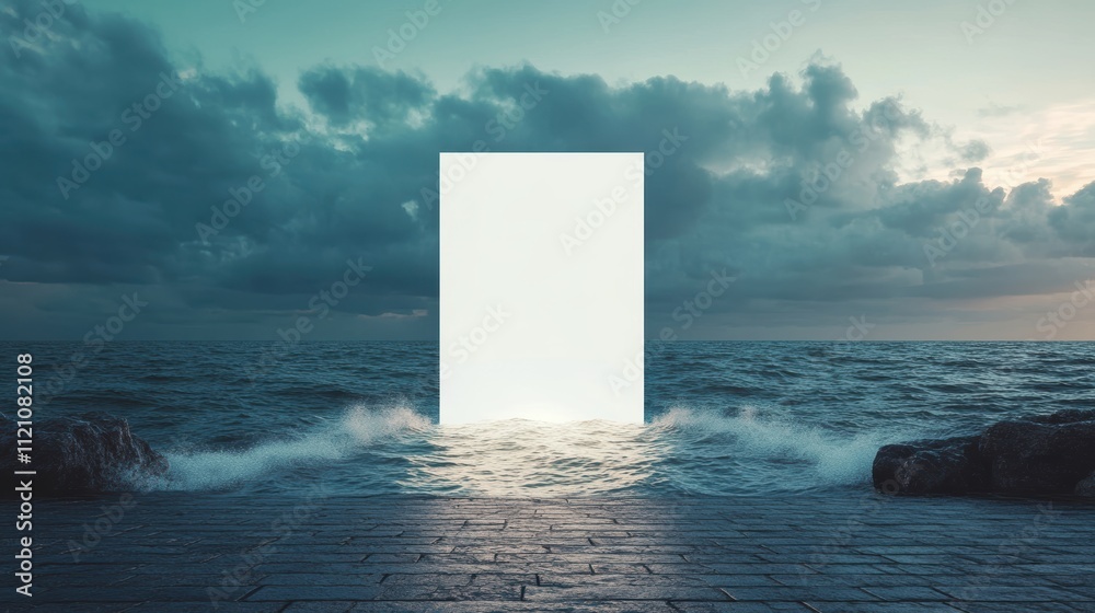 billboard or blank poster, blank white mast banner mockup, front view ...