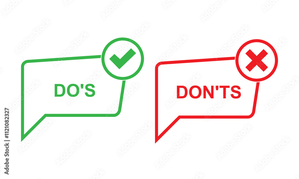 Do's and Don'ts icon. to do and not to do symbol for guidelines and rules list. buttons with ...
