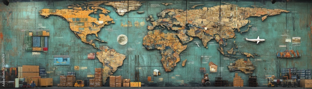 Exploring global connectionsworld map art installation urban space ...