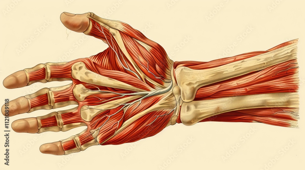 Detailed anatomical illustration of arm and hand featuring veins ...