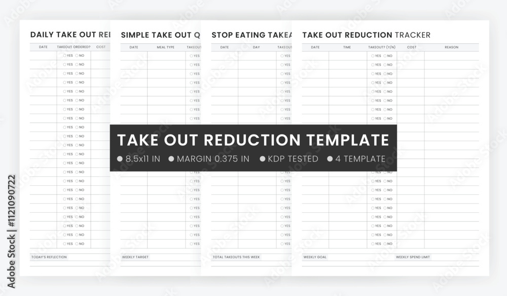 Take Out Reduction Tracker Template, Printable Stop Eating Takeaway ...