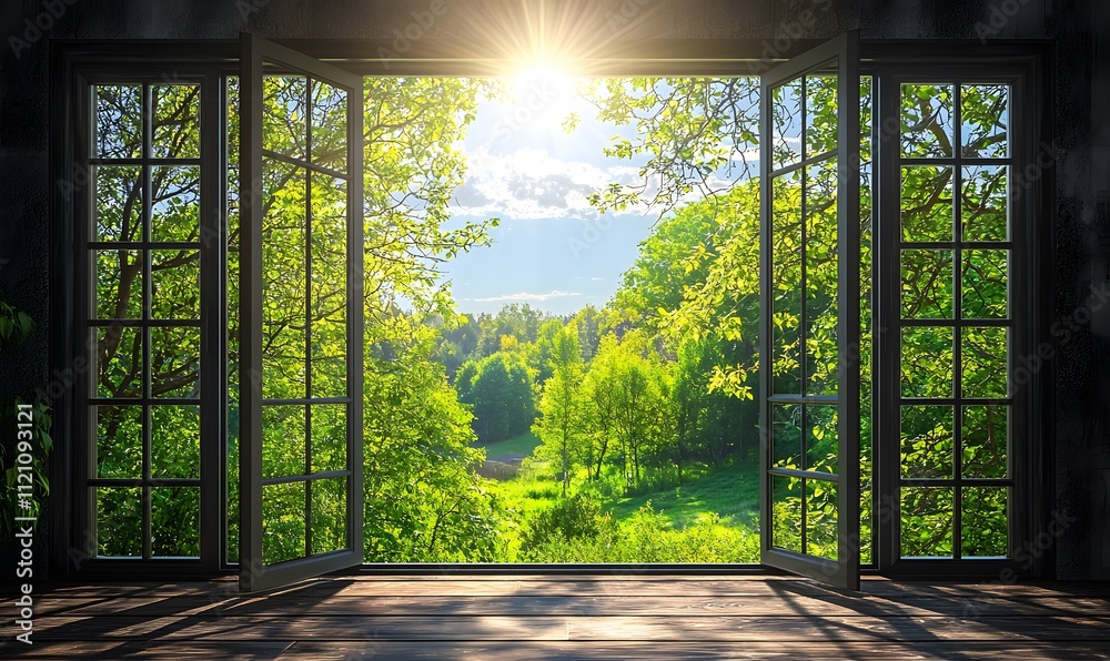 The most realistic and detailed image of a glass window frame ...