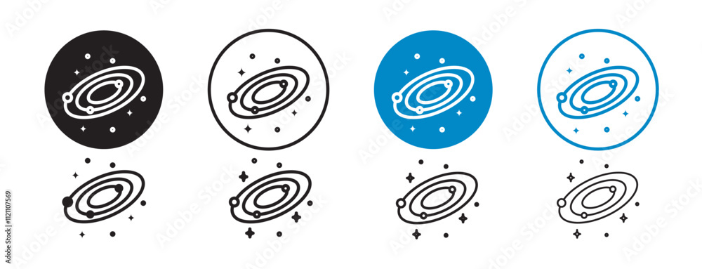 Set of 8 "space" icons with an unexpanded vector & 1 silhouette - Space ...