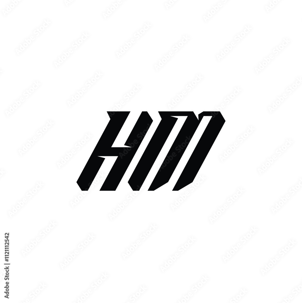 HM monogram logo design letter text name symbol monochrome logotype ...