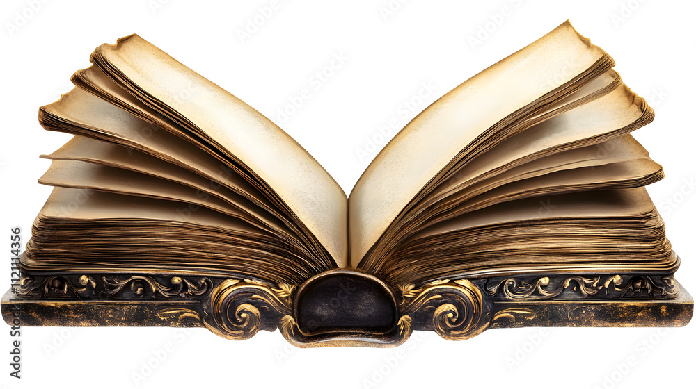 Whimsical Open Blank Book with Detailed Ornate Borders in Fantasy Style ...