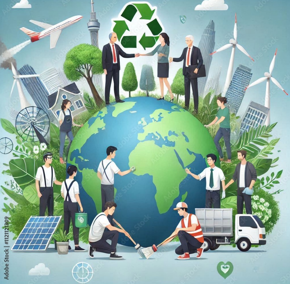 World environment day. Business, corporate and community cooperation ...