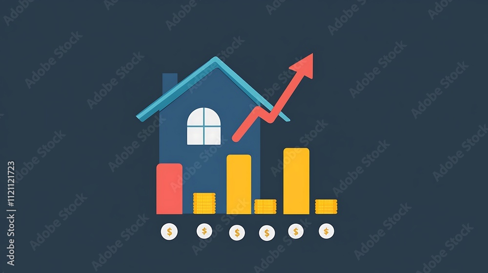 House price increase graph showing growth in real estate market. Stock ...