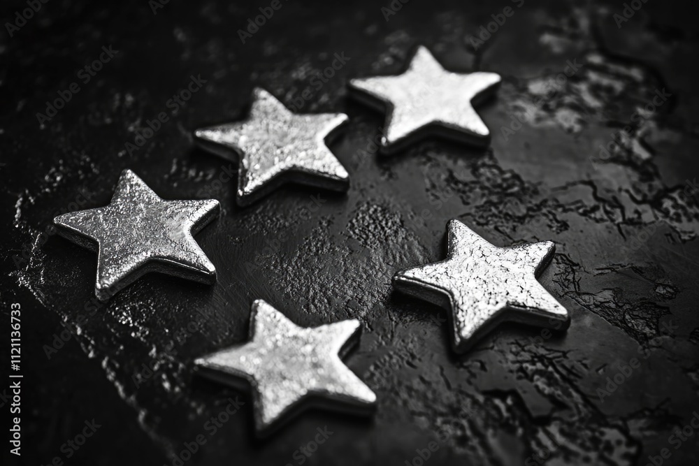 Five silver stars on black background Stock Illustration | Adobe Stock