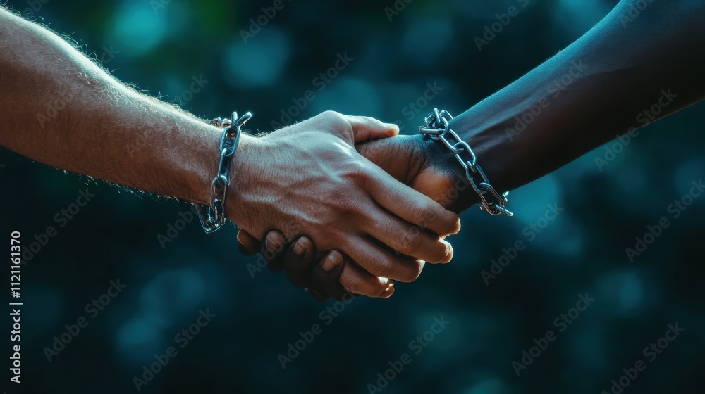 Chained Hands, Interracial Unity, Shared Struggle, Symbolic Bond, Human ...