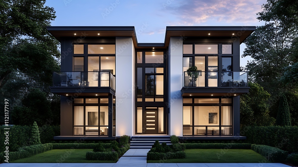 Luxurious modern duplex house captured in high-resolution detailed ...