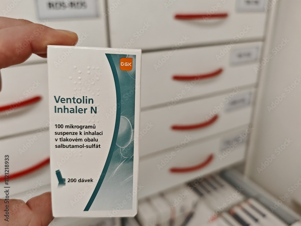 Prague,Czech republic-June 17 2024:VENTOLIN N box of inhalation ...