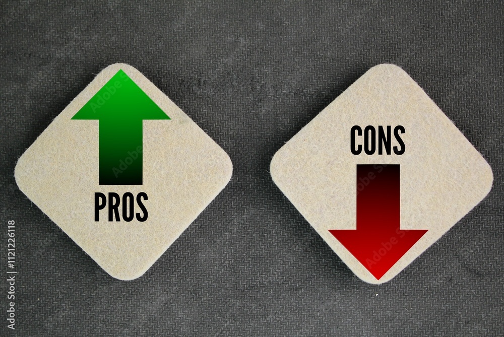 Ilustración de Stock two words Pros and Cons. High Low Pricing Strategy ...
