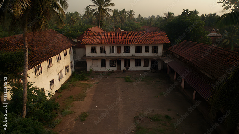 Small Indian Factory Buildings in South India, Featuring Traditional ...