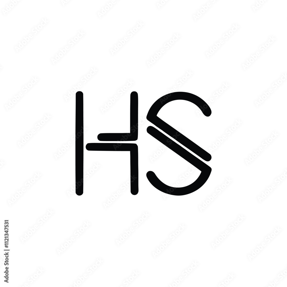 HS monogram logo design letter text name symbol monochrome logotype ...