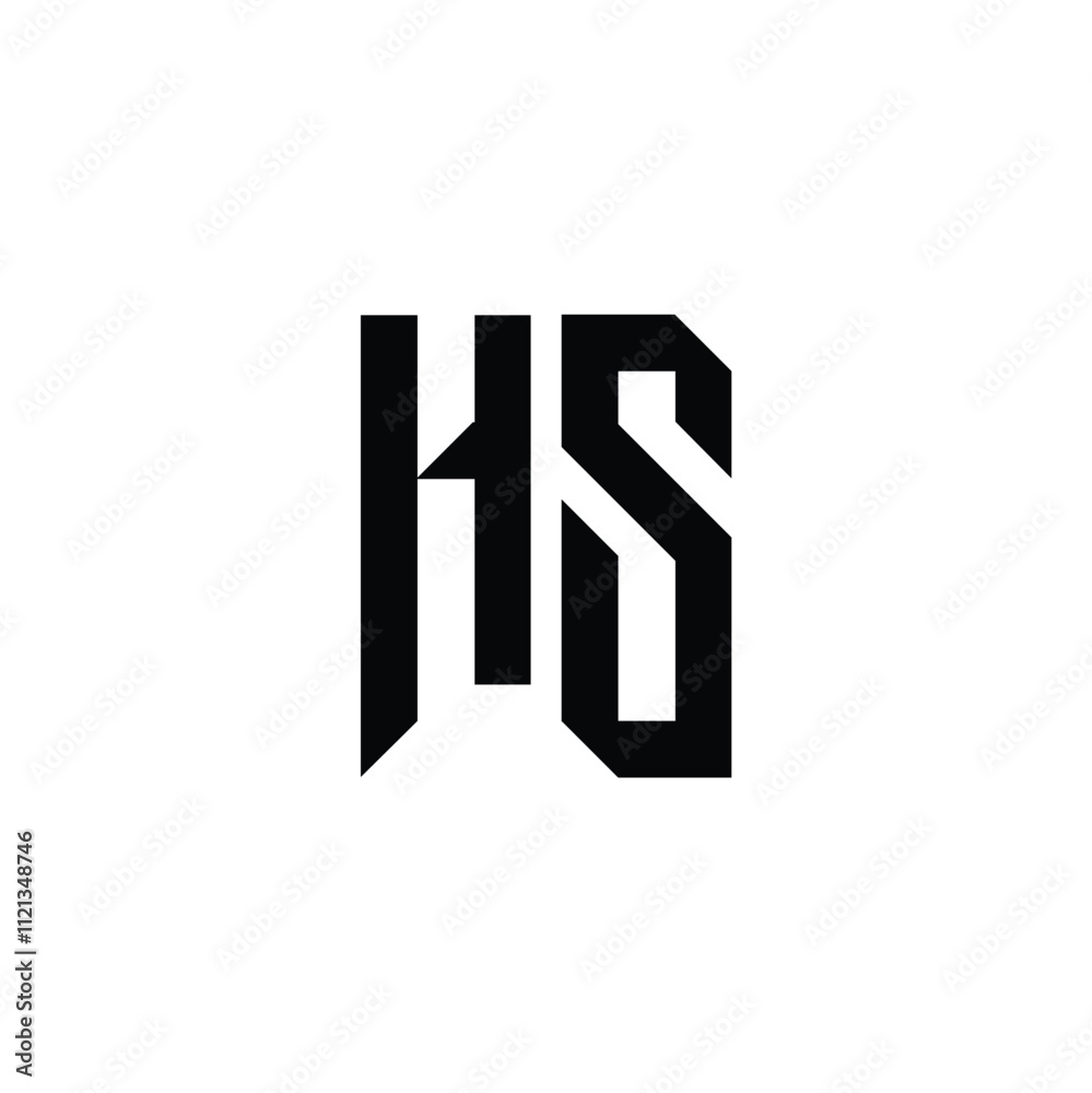 HS monogram logo design letter text name symbol monochrome logotype ...