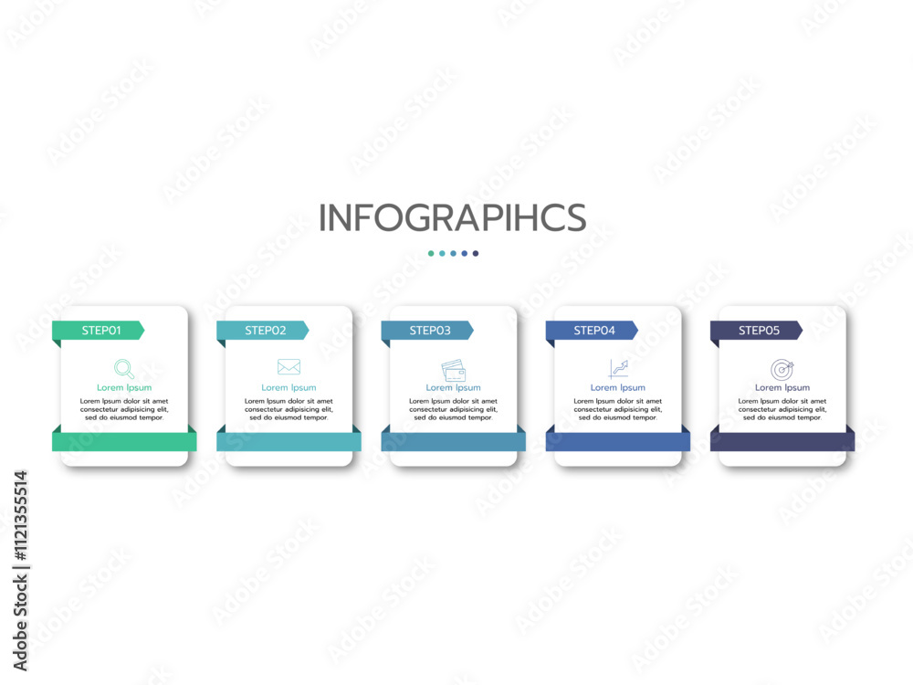 Business infographic template. 5 Step timeline journey. Process diagram ...