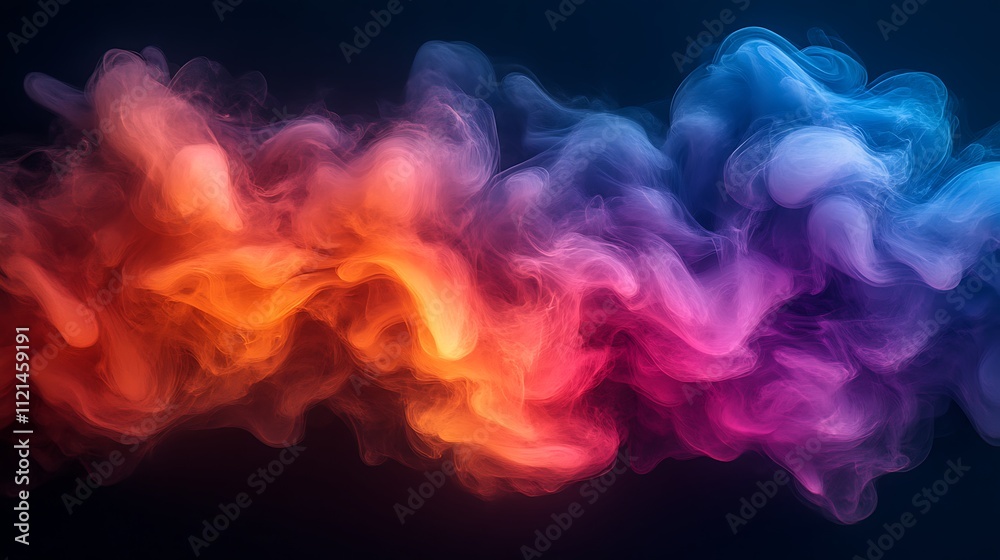 Stylized vibrant swirling smoke dynamically rendered in a cartoon ...