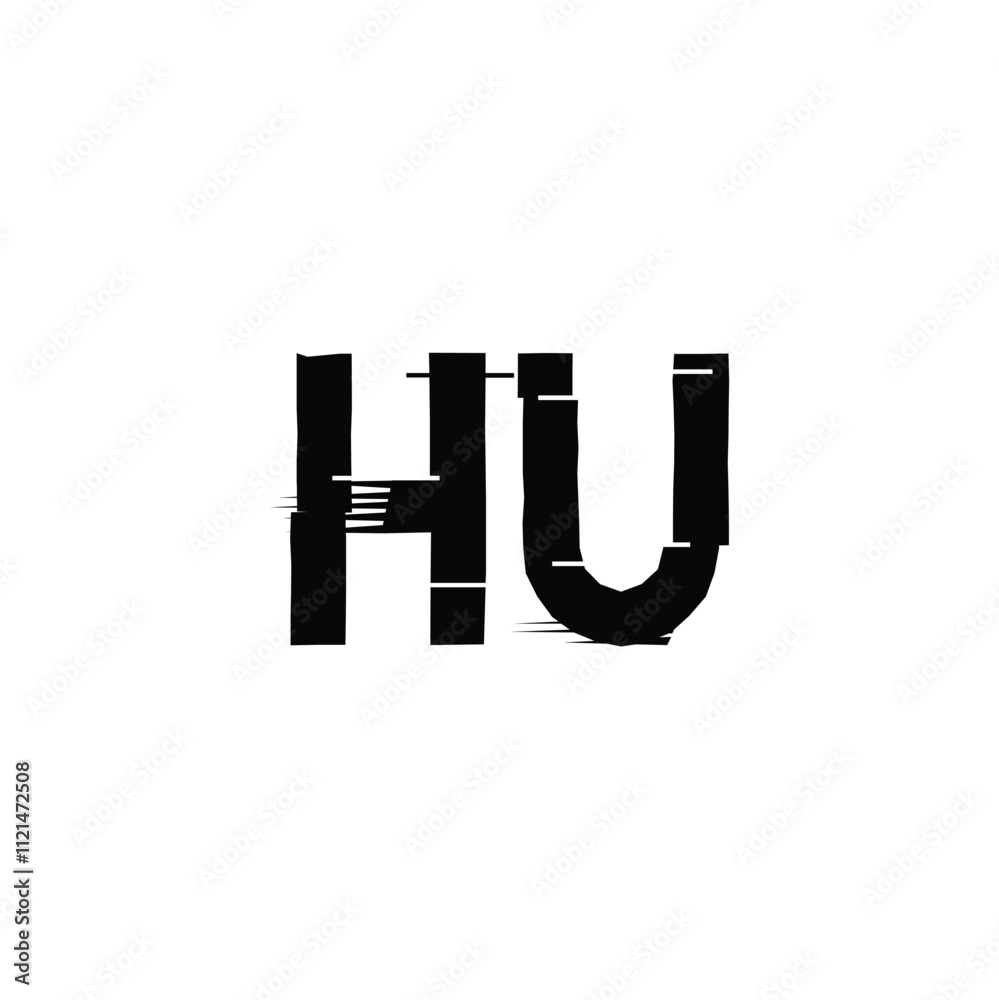 HU monogram logo design letter text name symbol monochrome logotype ...