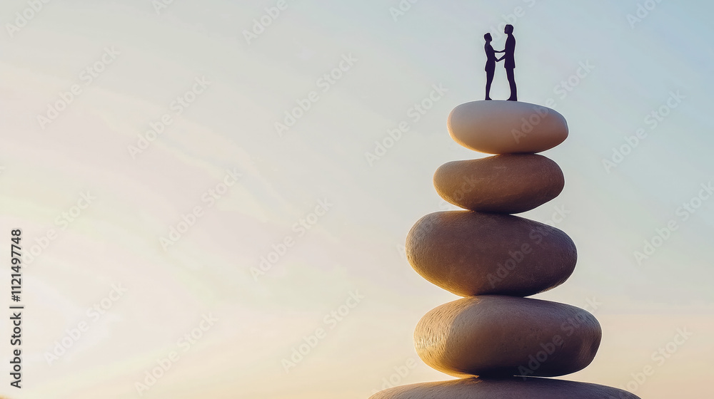 Connection thrives at new heights, where a couple stands atop stacked ...