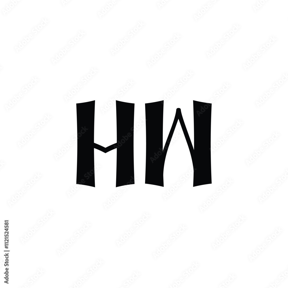 HW monogram logo design letter text name symbol monochrome logotype ...