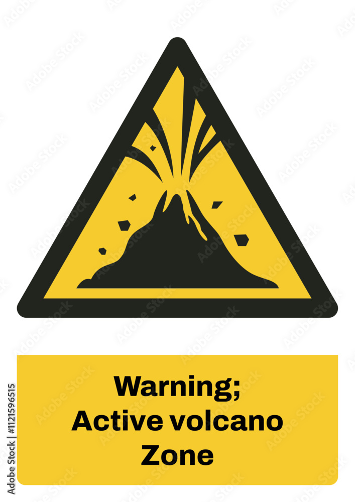 ISO warning safety signs sentence case text_warning ; active volcano ...