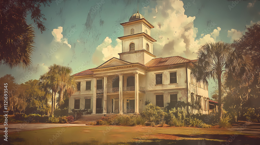 Vintage style photography of the historic de soto county courthouse in ...